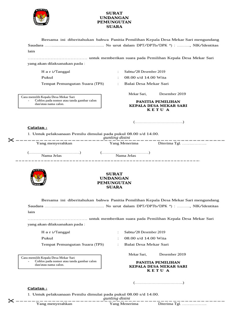 Surat Undangan Memilih RT 02 | PDF
