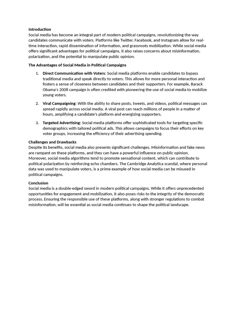 The Role of Social Media in Modern Political Campaigns | PDF