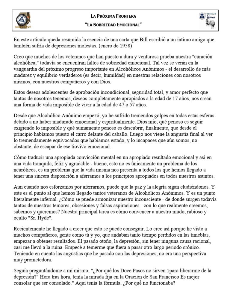 La Proxima Frontera Sobriedad Emocional | PDF