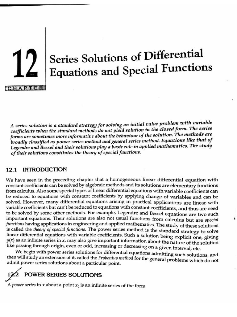 Series Solutions of Differential Equations | PDF
