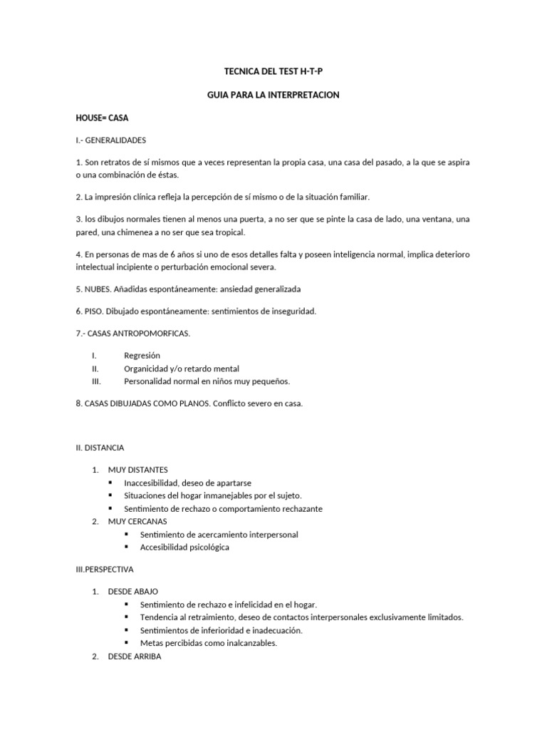 Tecnica Del Test HTP | PDF