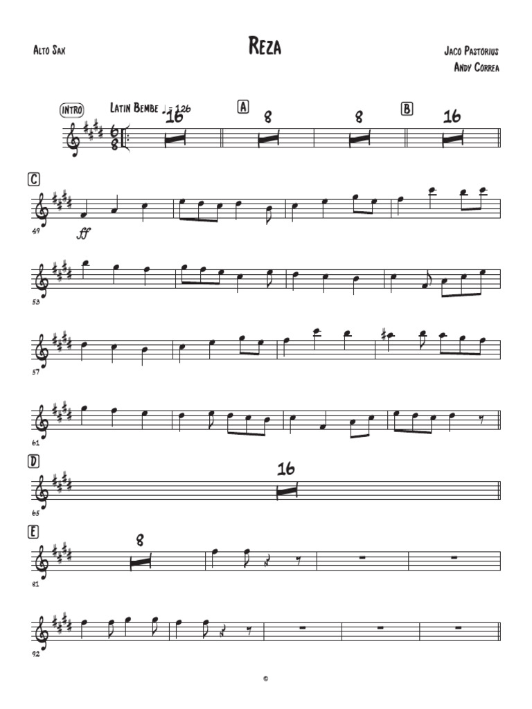 Reza Latin - Alto Sax | PDF
