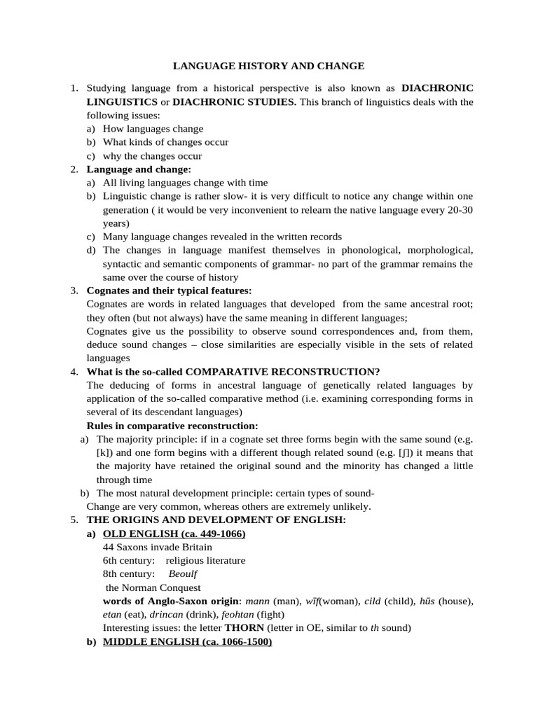 LECTURE 5 History and development of English handout LECTURE 2 THE ORIGINS OF LANGUAGE ...