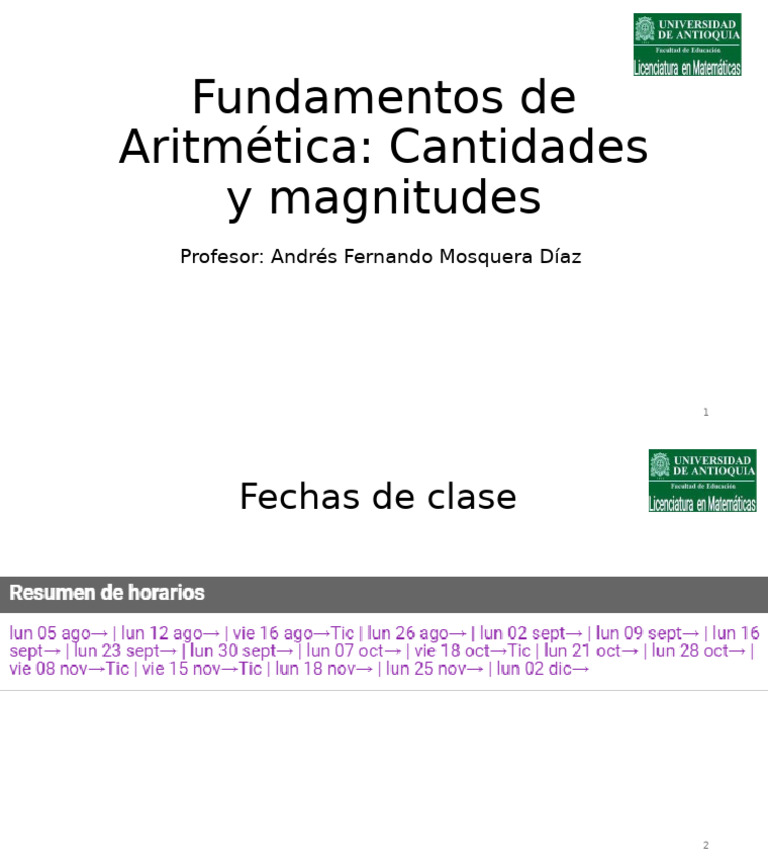 Fundamentos de Aritmética Clase 1 | PDF