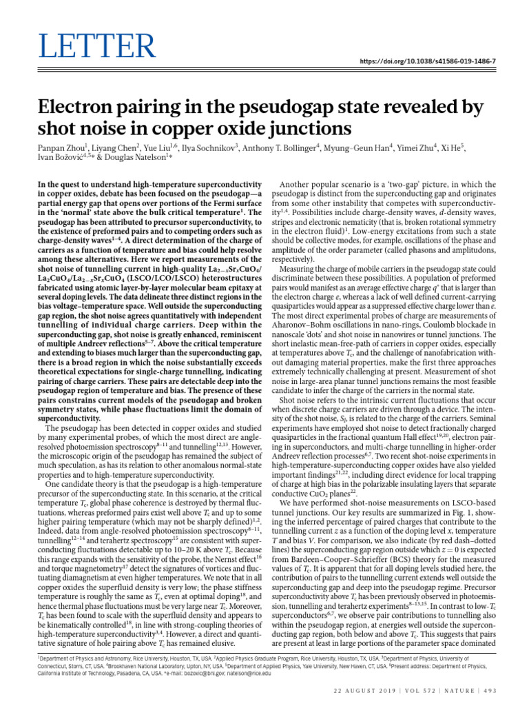 Letter: Electron Pairing in The Pseudogap State Revealed by Shot Noise ...