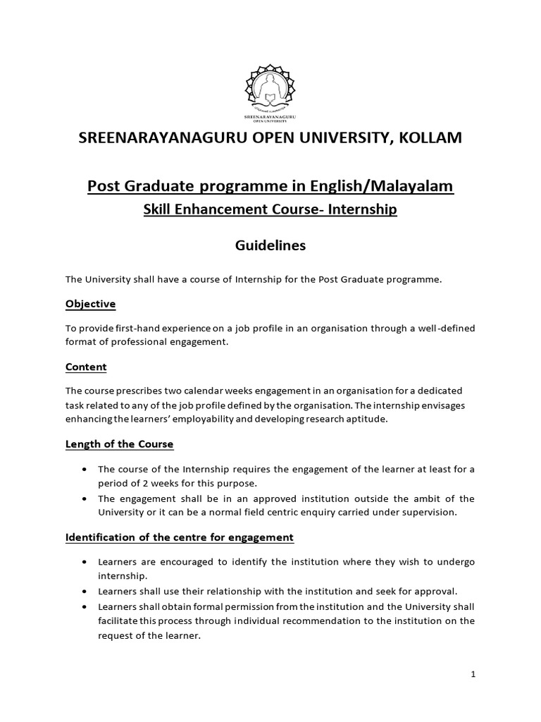 Guidelines for Internship | PDF
