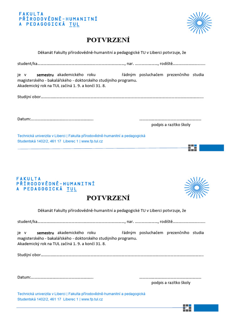 Potvrzeni Prezencni | PDF