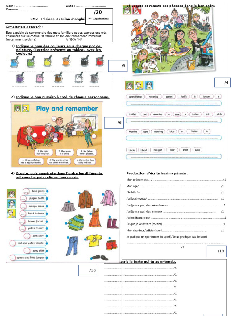 Bilan Anglais 3 2022 Bis | PDF