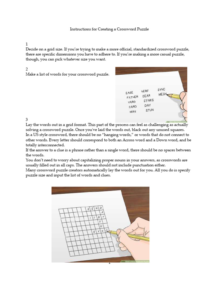 Instructions for crossword puzzle | PDF