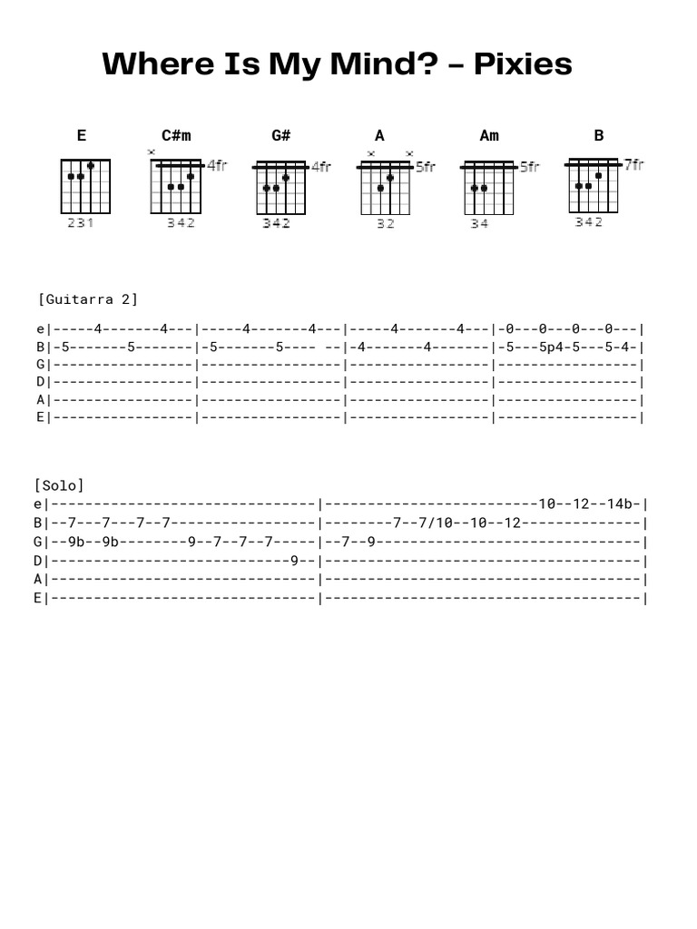 Where Is My Mind - Pixies Tab | PDF