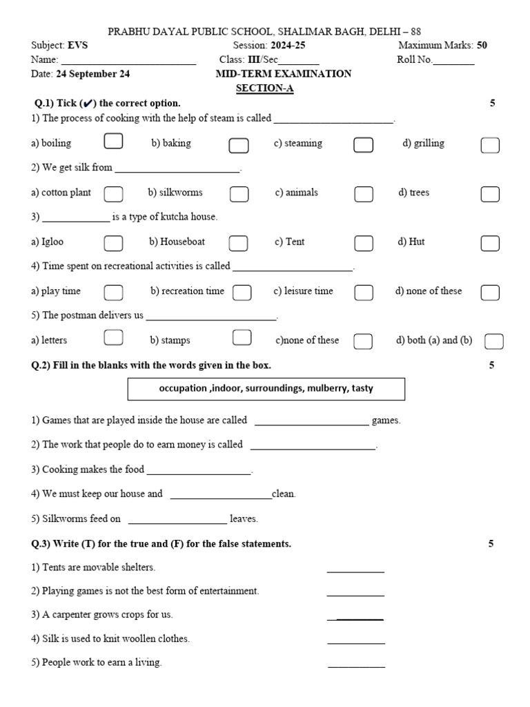 Class 3 EVS TERM 1 | PDF