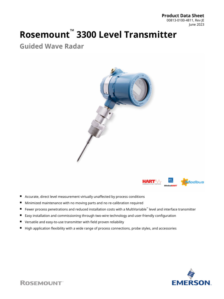 Product Data Sheet Rosemount 3300 Level Transmitter en 73582 | PDF