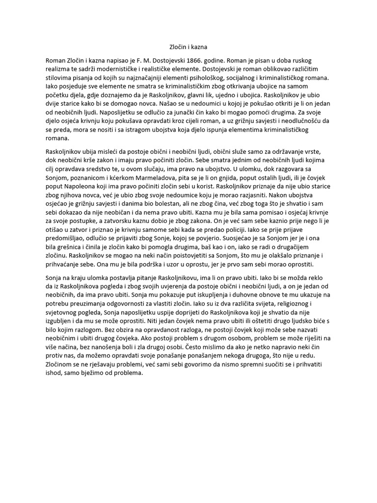 ESEJ - Zločin I Kazna | PDF
