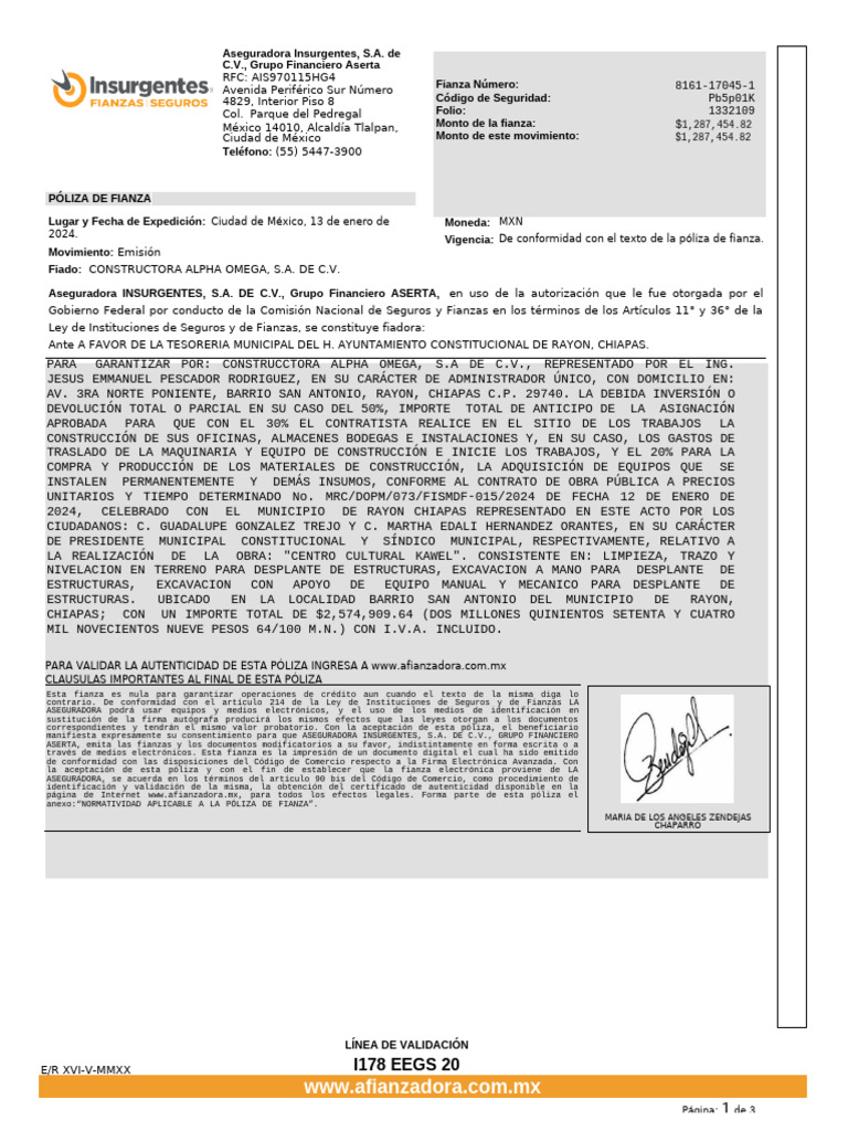 01 Fianza de Anticipo | PDF