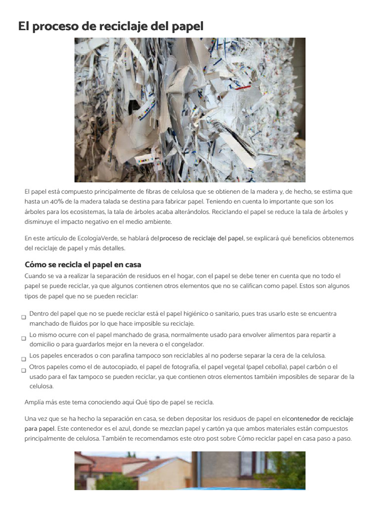 El Proceso de Reciclaje Del Papel | PDF