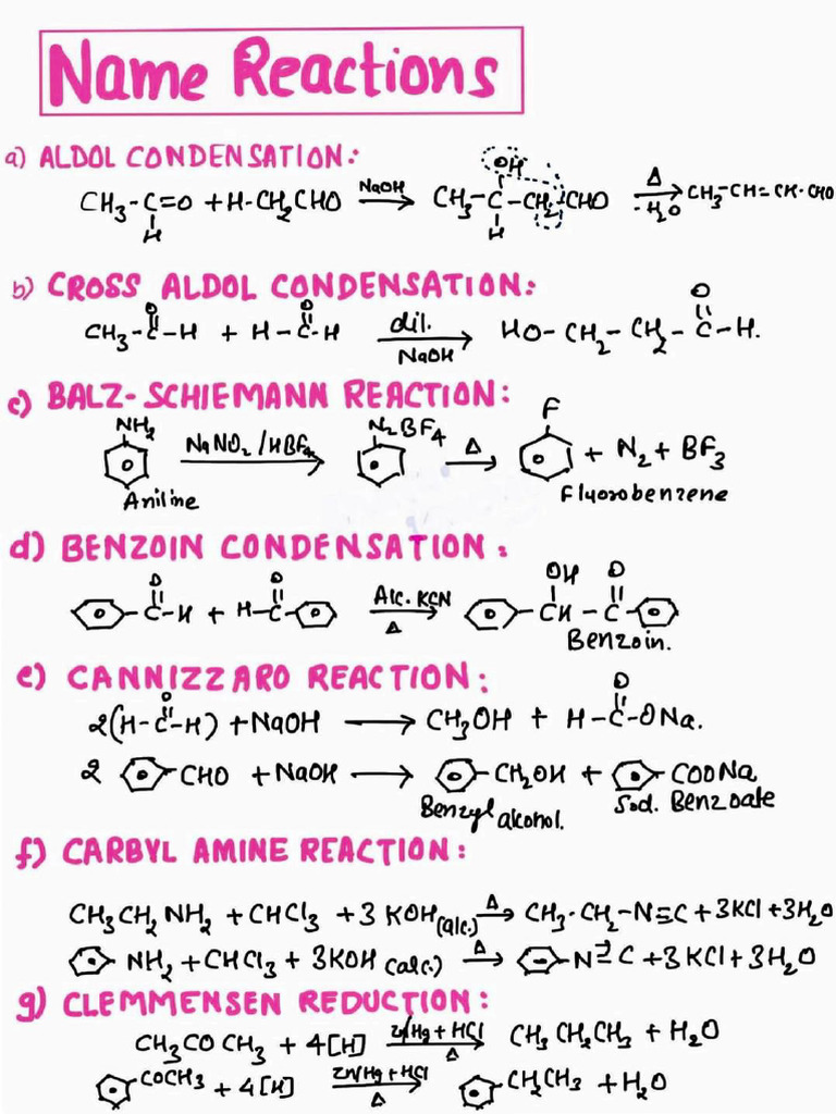 Organic Name Reactions | PDF | Chemical Compounds | Science & Mathematics