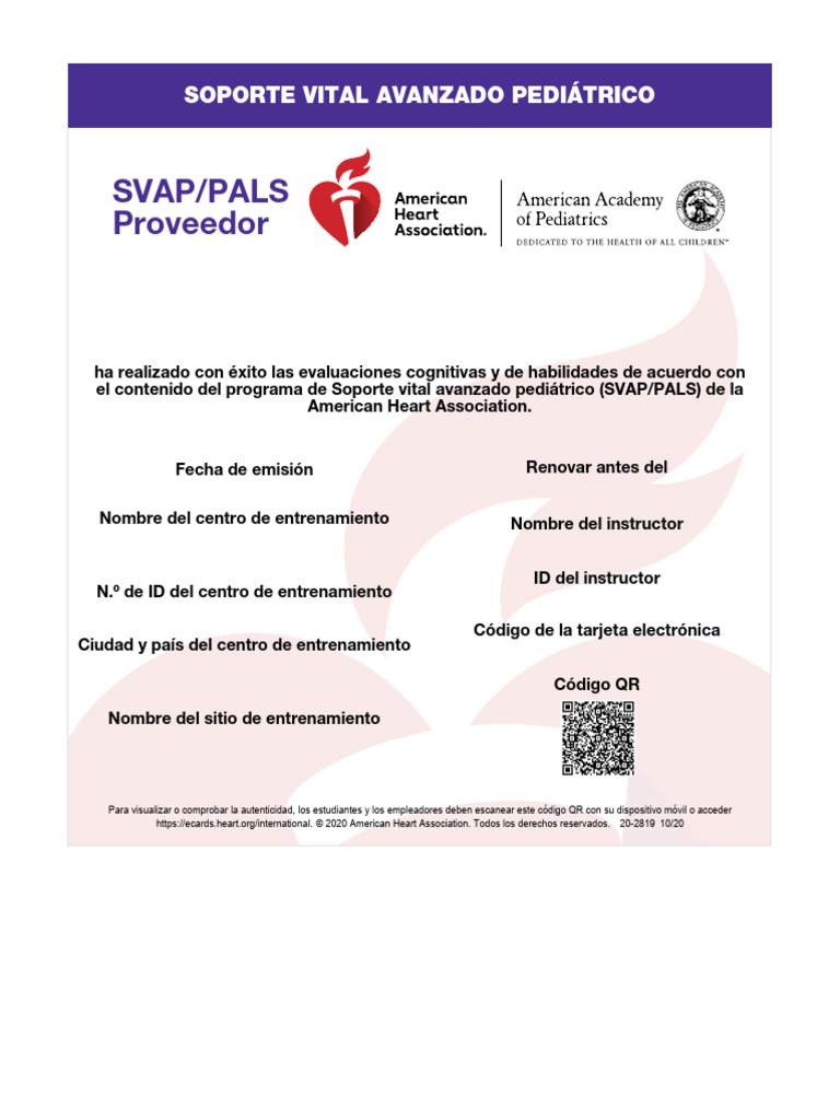 Certificado PALS AHA | PDF