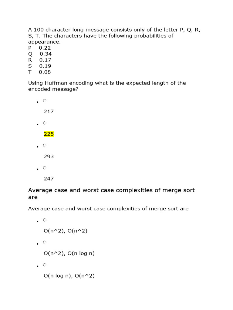 Design and Analysis of Algorithms MCQ | PDF