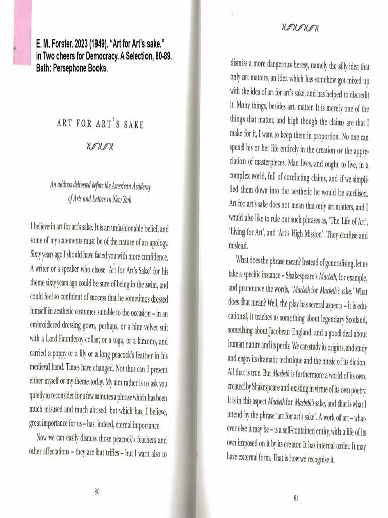 1 - Forester - Art for Arts Sake | PDF