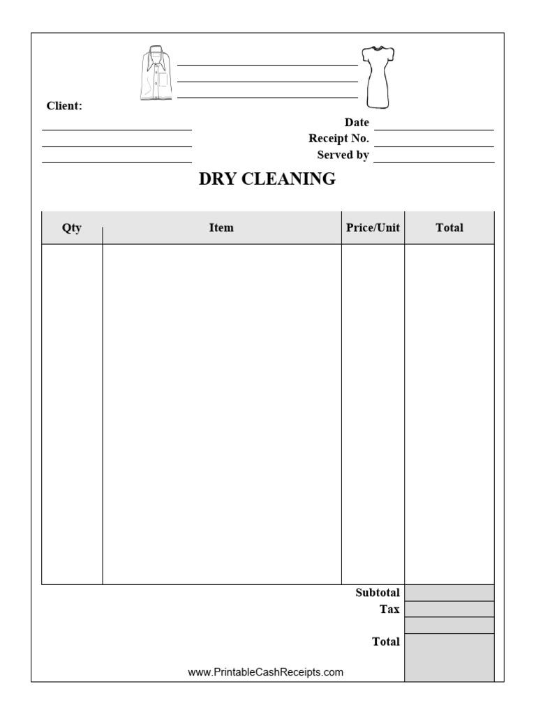 Dry Cleaning Receipt Template | PDF | Finance & Money Management