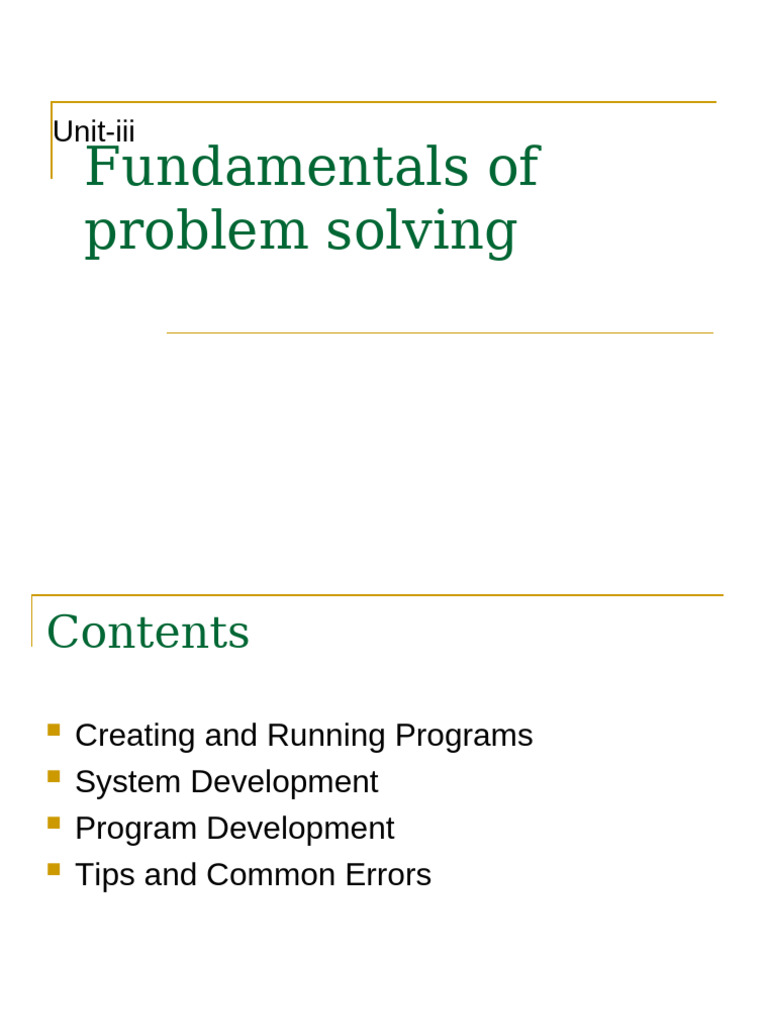 Fundamentals of Problem Solving, Introduction To C | PDF