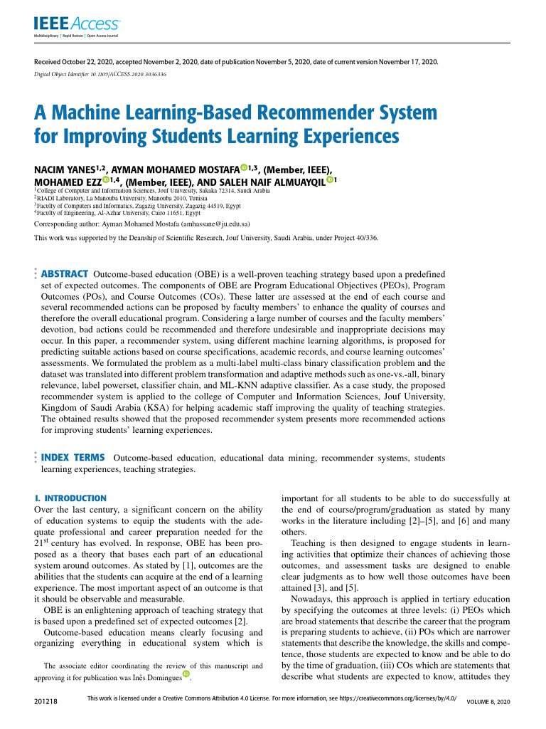 A Machine Learning-Based Recommender System For Improving Students ...