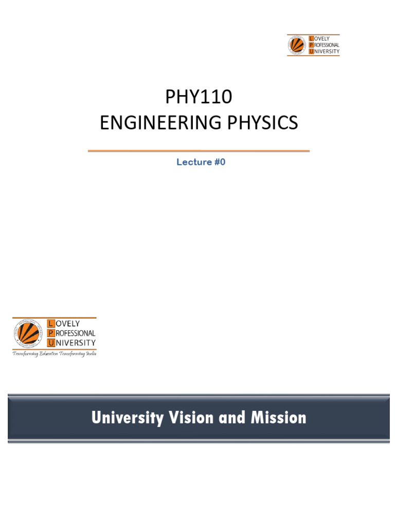 PHY110 ZeroLecture | PDF