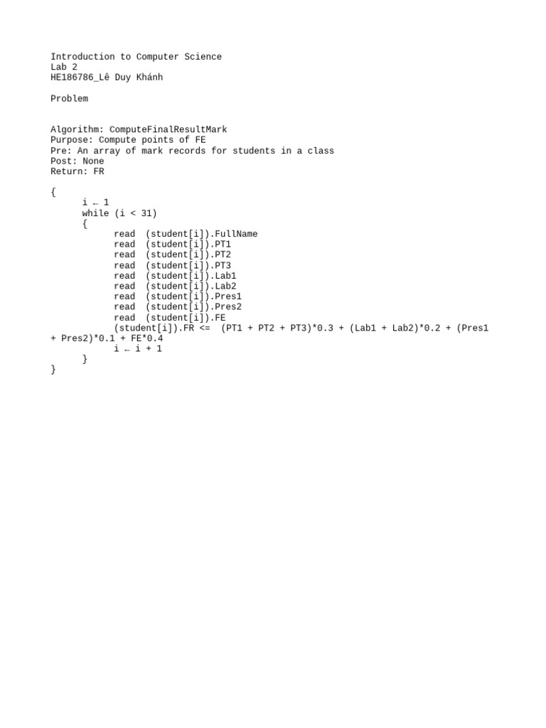 CSI106 Lab2 HE186786 LeDuyKhanh | PDF