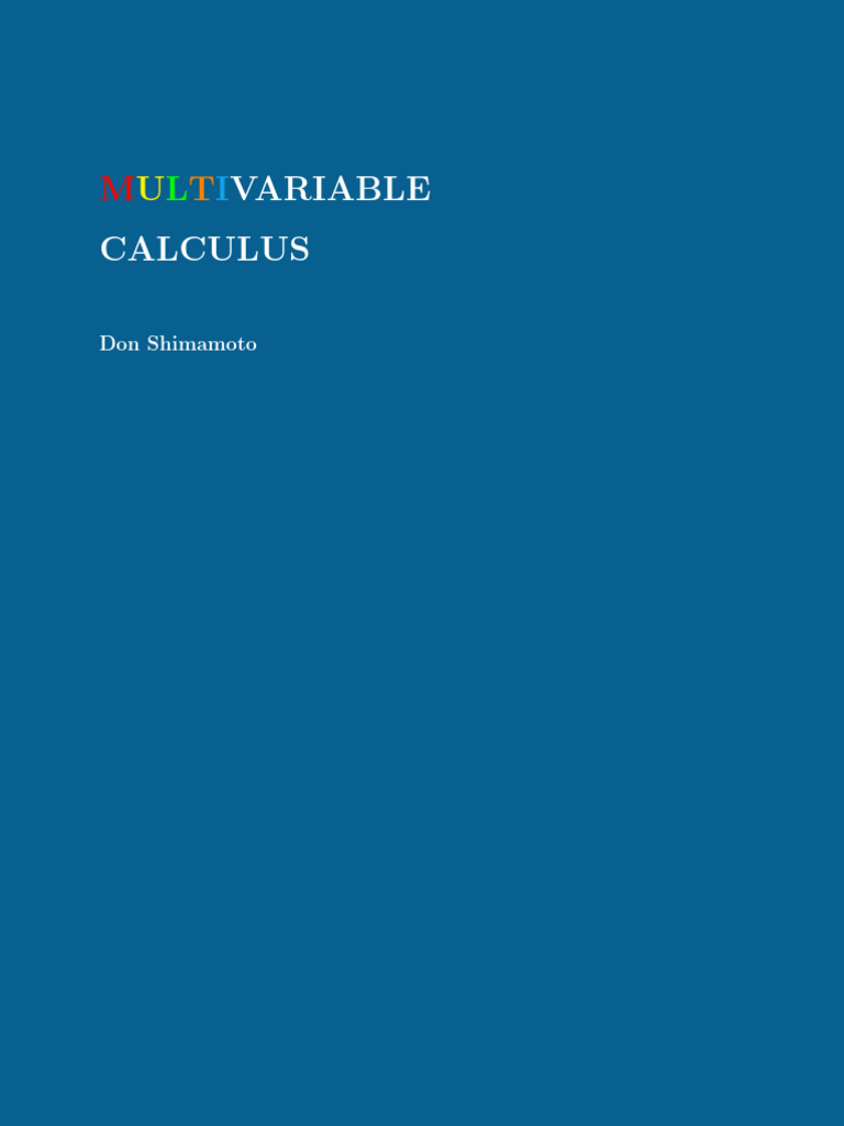 Don Shimamoto - Multivariable Calculus | PDF