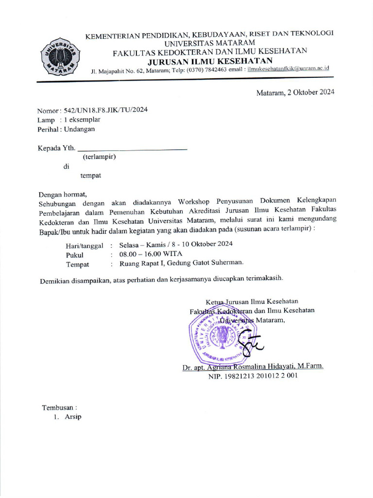 Undangan Workshop Penyusunan Dokumen Kelengkapan Pembelajaran | PDF