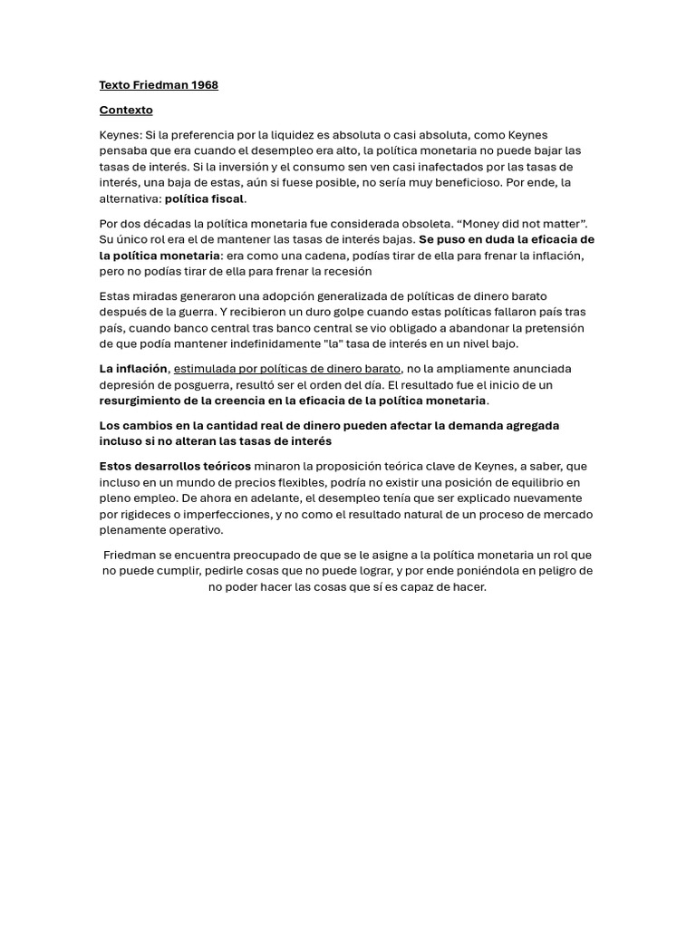 Resumen Texto Friedman | PDF