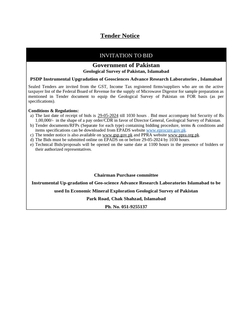 Tender Advertisement Notice 02 | PDF