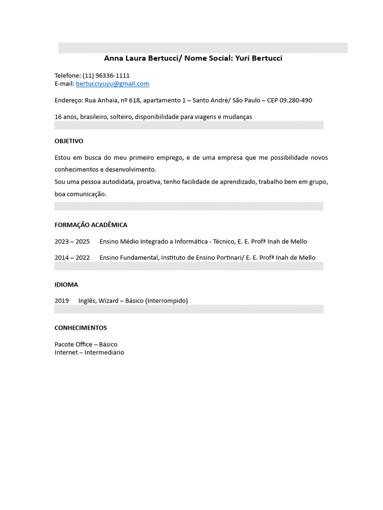 Yuri Bertucci - Curriculo | PDF