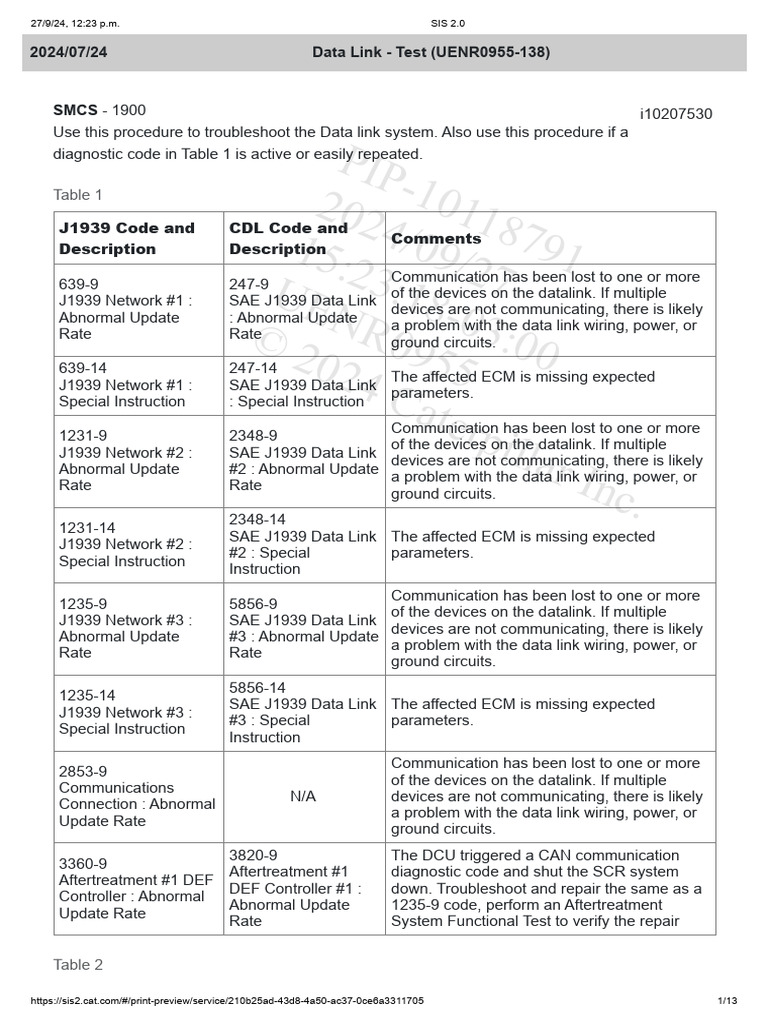Data Link - Test (UENR0955-138) 1 | PDF