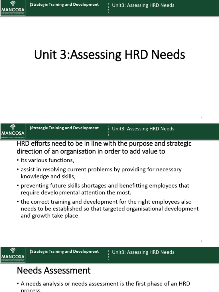 Unit 3 - Assessing HRD Needs | PDF