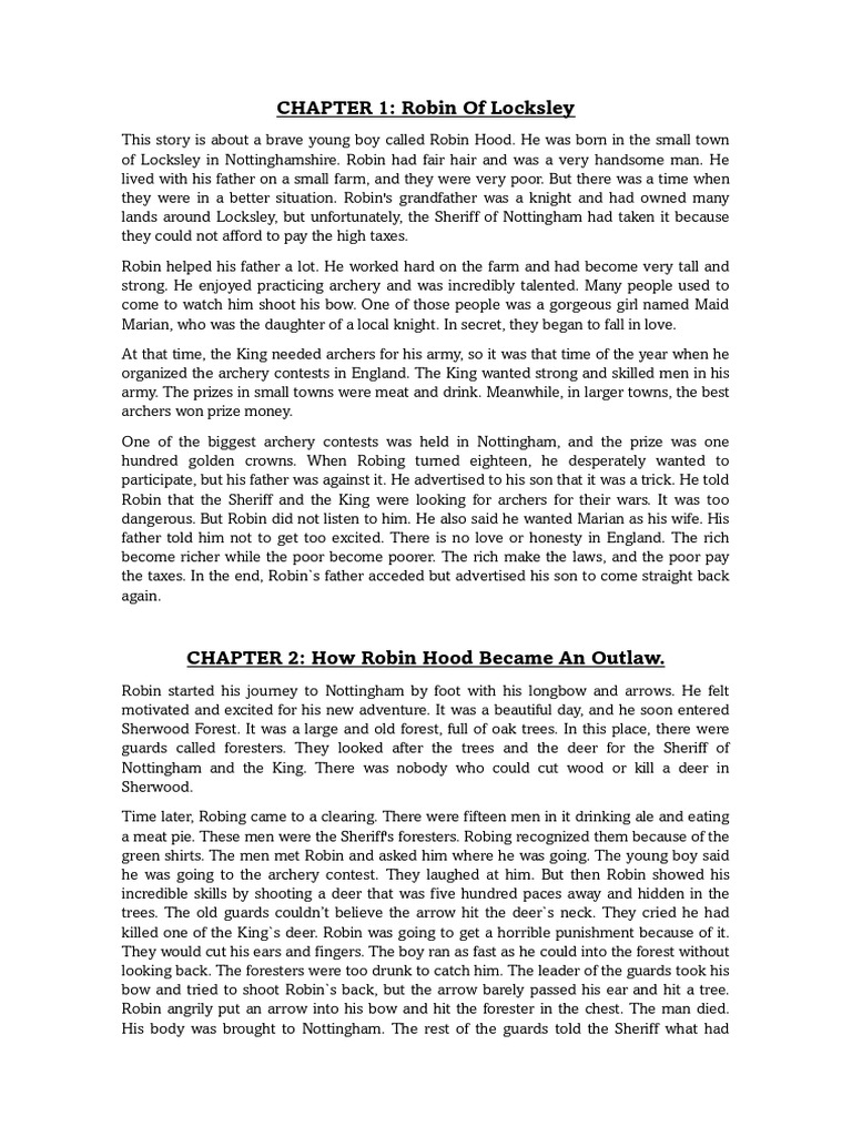 Robin Hood Summary | PDF | Robin Hood | History