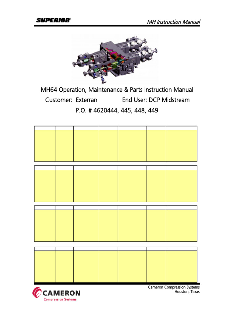 Superior WH64 Compressor Manual | PDF | Piston | Pump