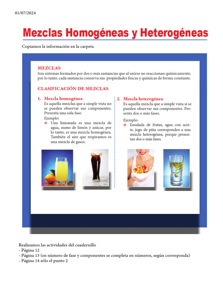 Mezclas Homogéneas y Heterogéneas | PDF