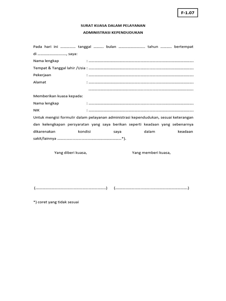 Surat Kuasa Capil | PDF