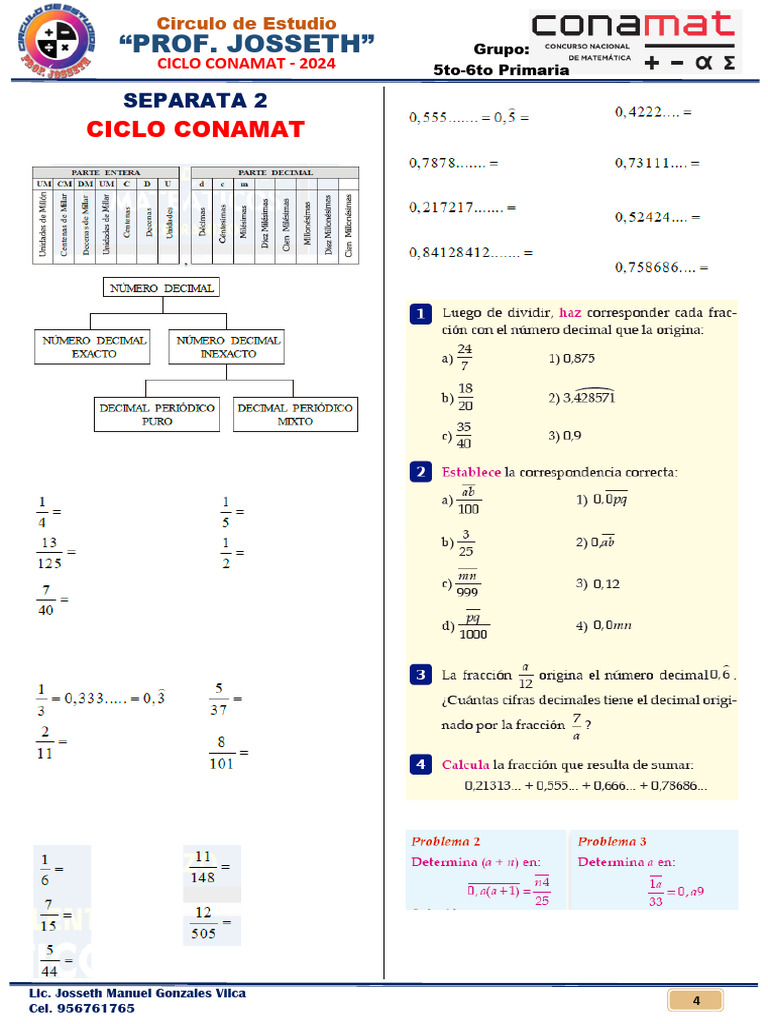 Separata 02 - Números Decimales - 20set | PDF