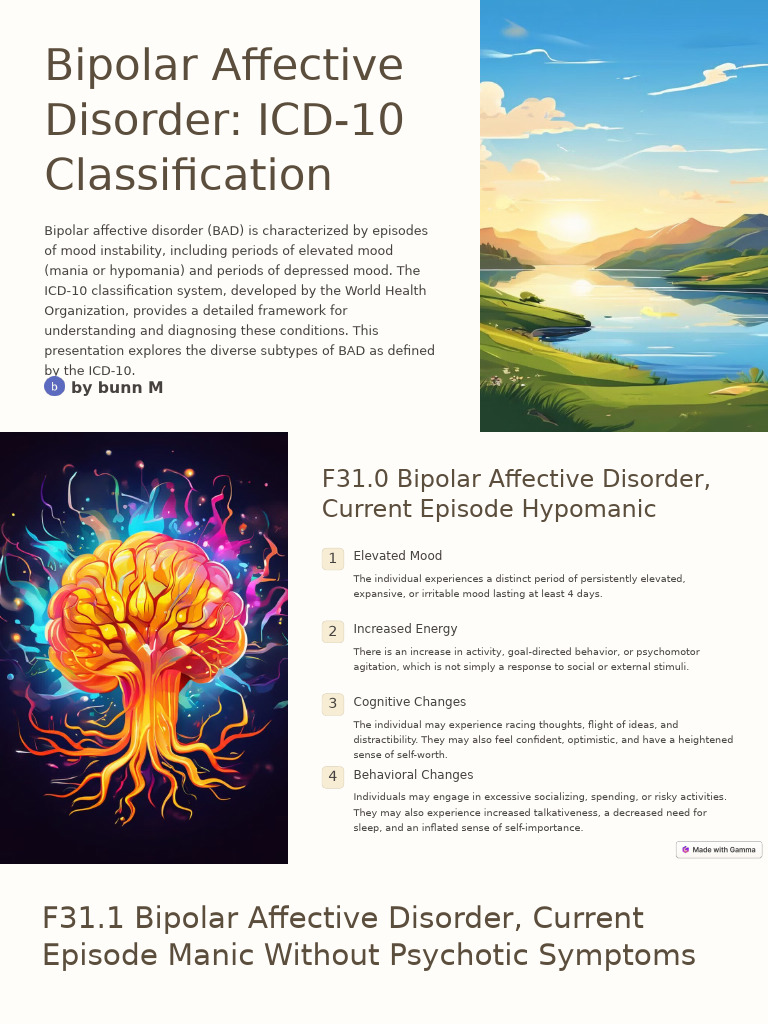 Bipolar Affective Disorder ICD 10 Classification | PDF