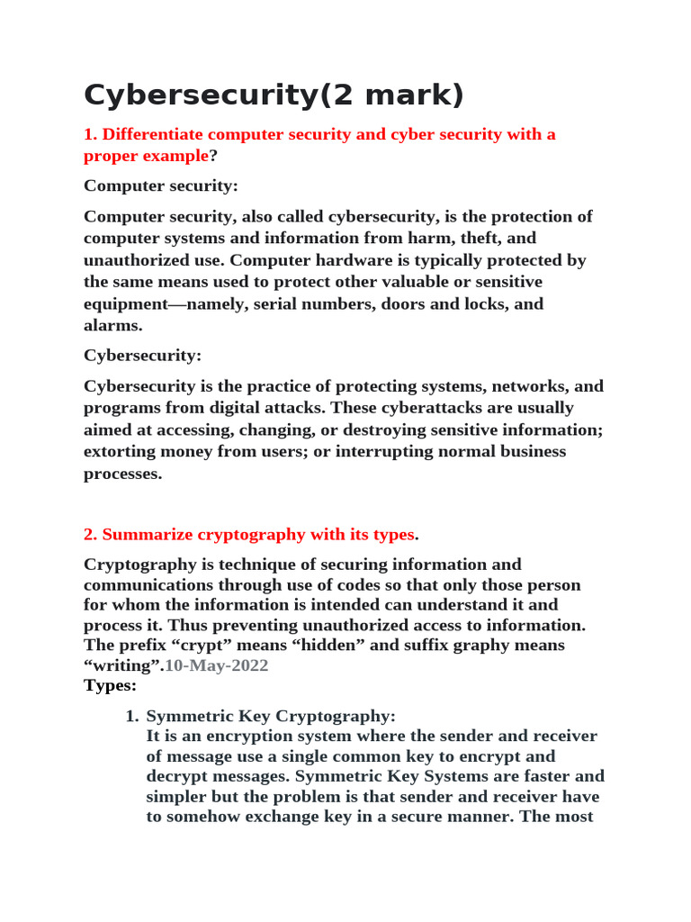 Cybersecurity | PDF | Key (Cryptography) | Security