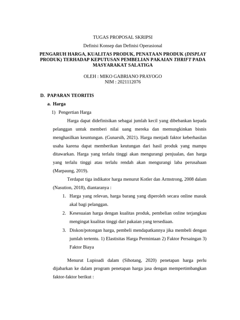 TUGAS PROPOSAL SKRIPS I Definisi Konsep Dan Operasional | PDF