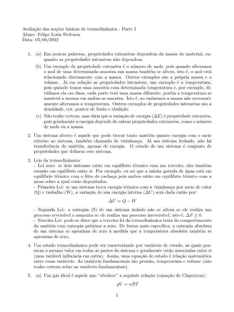 Exercícios Parte 1 - Felipe L. Stefenon | PDF