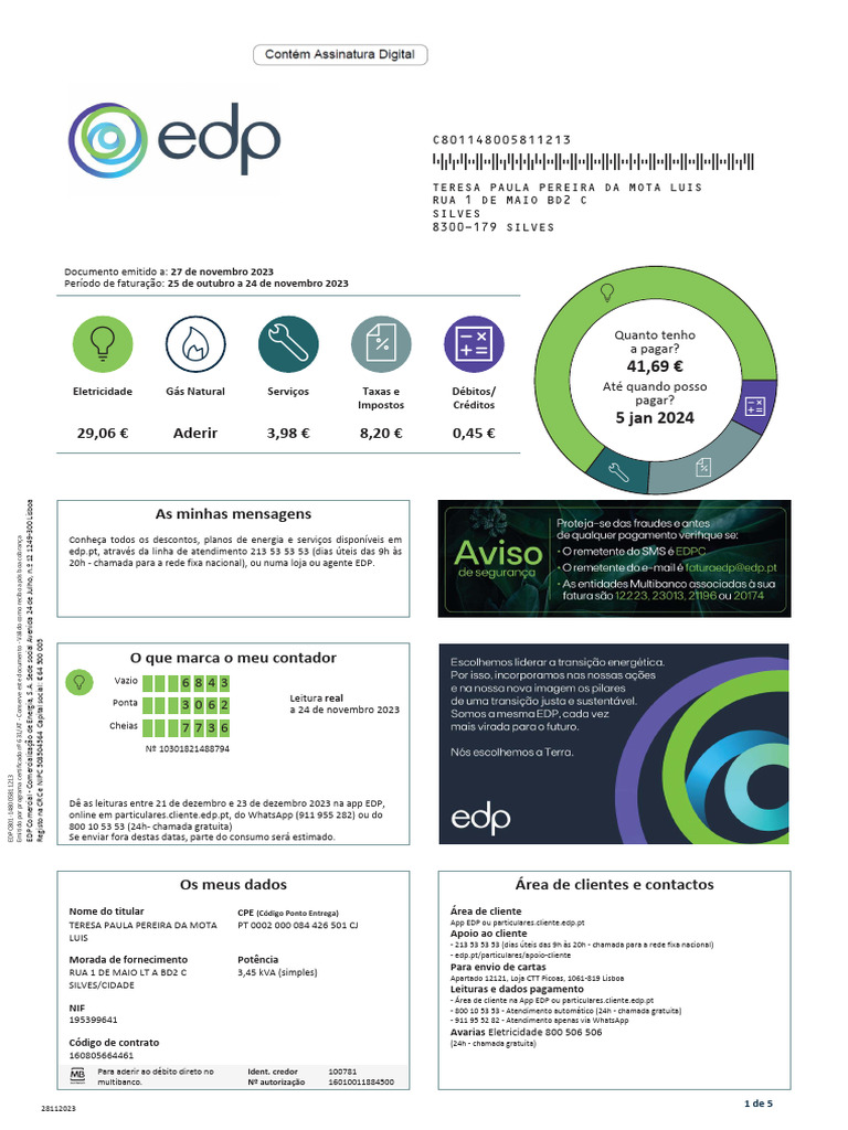 Edp Fatura de Dezembro Luz | PDF