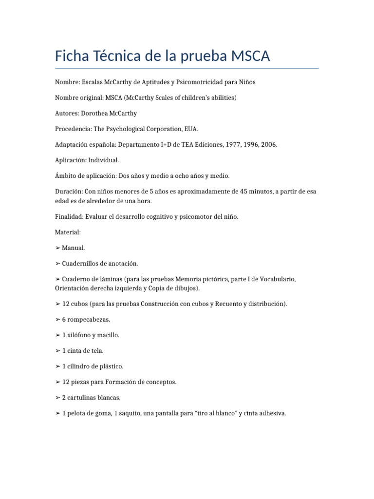 Ficha Tecnica MSCA | PDF