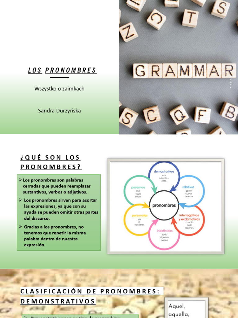 Prezentacja - Los Pronombres - Zaimki W Języku Hiszpańskim | PDF