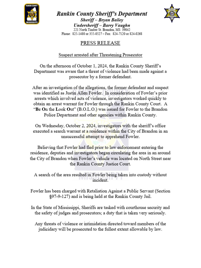 Press Release Justin Allen Fowler | PDF