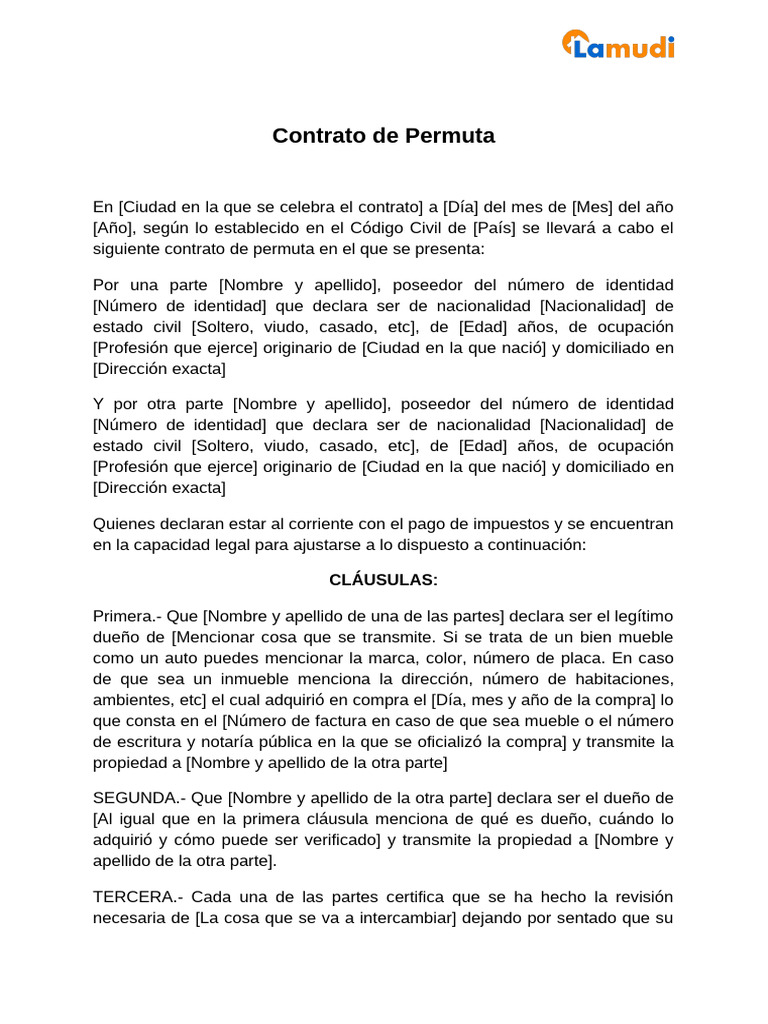 Modelo de Contrato de Permuta 2 | PDF