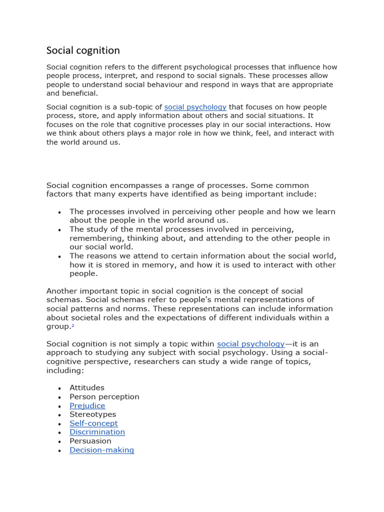 Social Cognition Imp | PDF | Cognition | Social Psychology